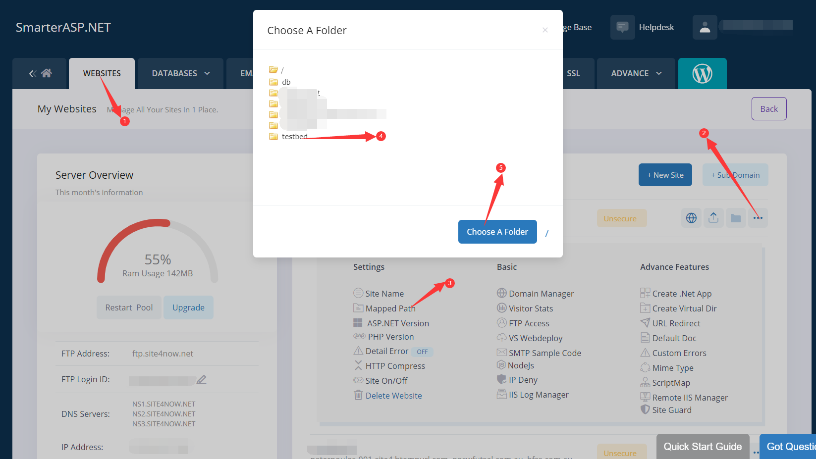 How to change site's root path from Control Panel