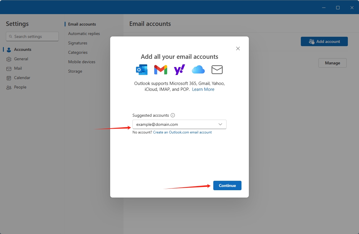 How to configure an email account in Outlook (new) - myWindowsHosting.com