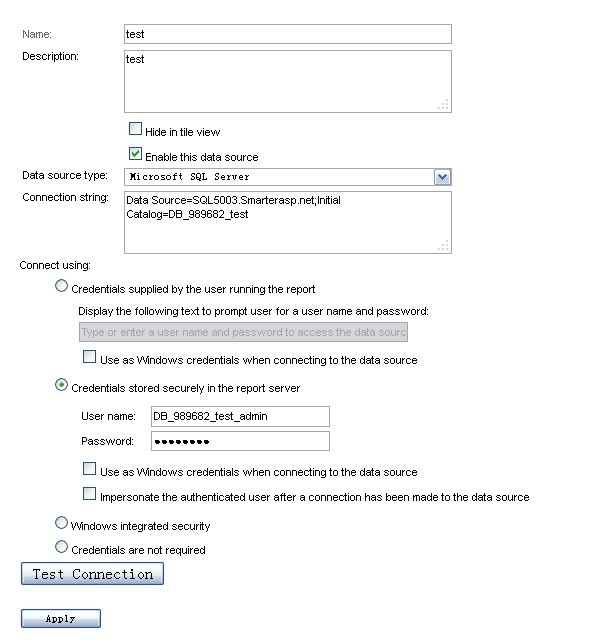 how to create data source via report manager(SSRS) - myWindowsHosting.com