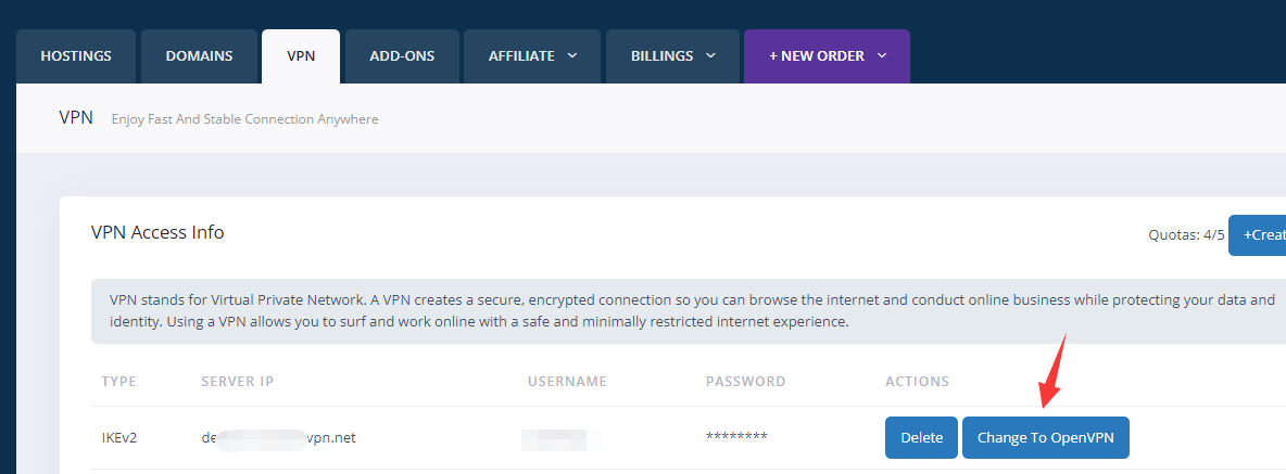 How to change VPN configuration to OpenVPN and set it up in client apps